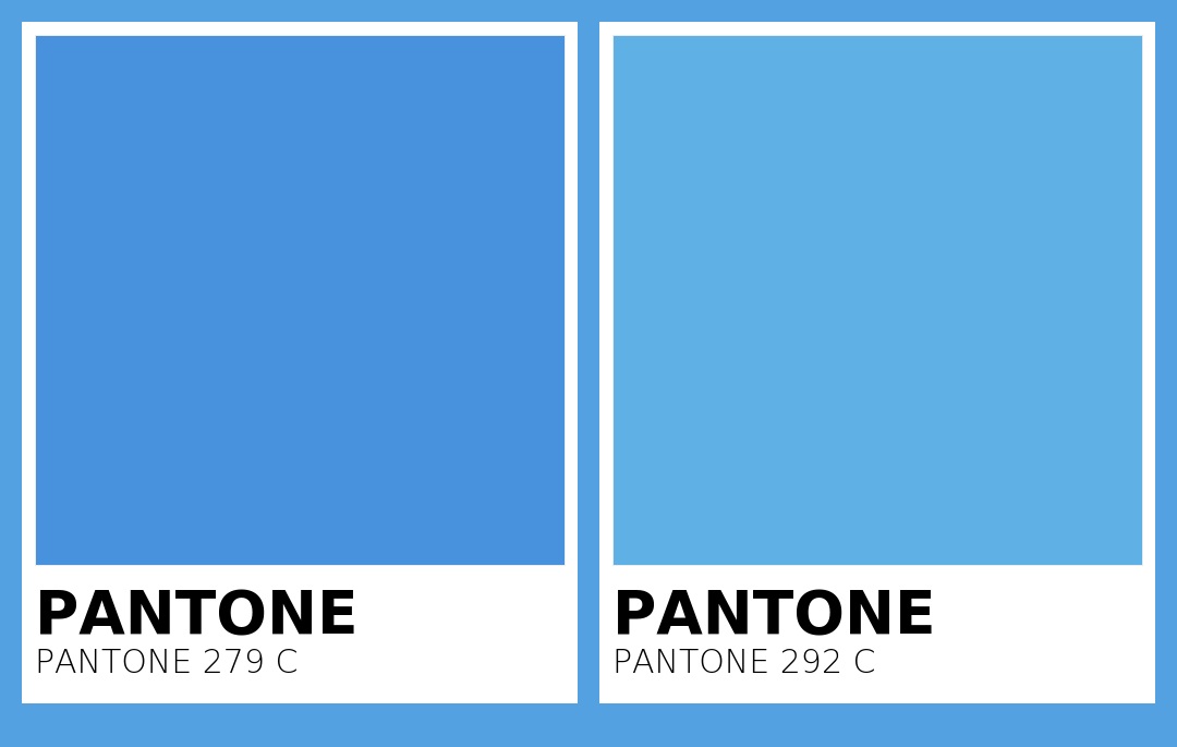 Color PANTONE 279 C vs PANTONE 292 C Side By Side